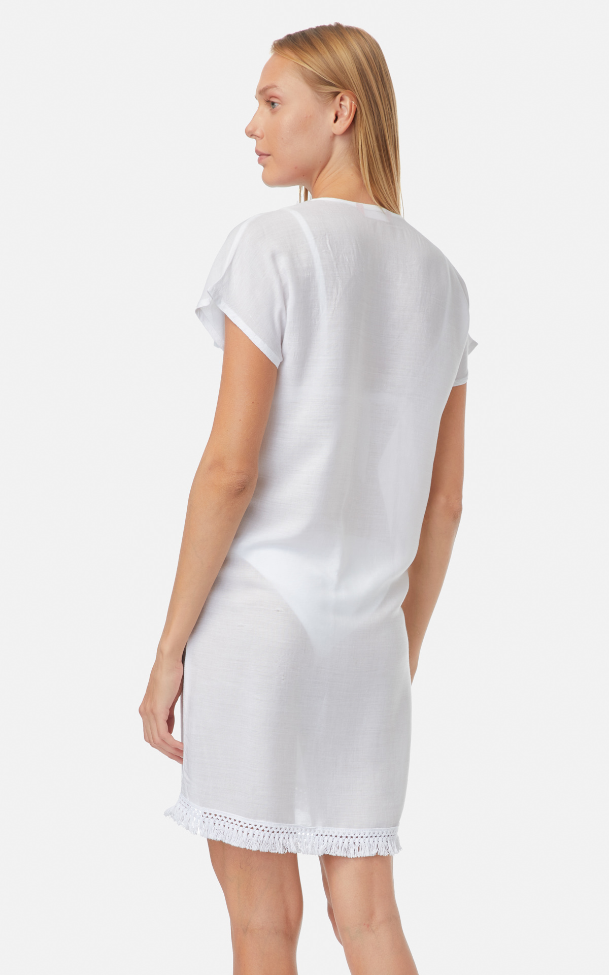 Woman Outwear / BeachWear Beach Short Sleeve Beach Dress with Broderie ...